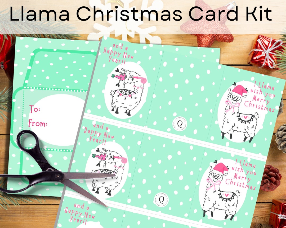 Llama Christmas Card; Gift Card; Retro Card - Etsy