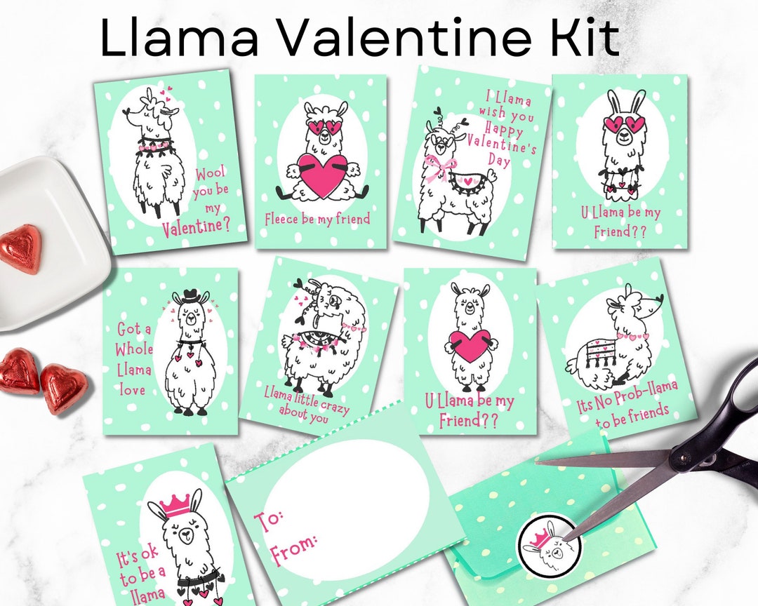 Downloadable Llama Valentine Kit | Classroom Valentine | Children's ...