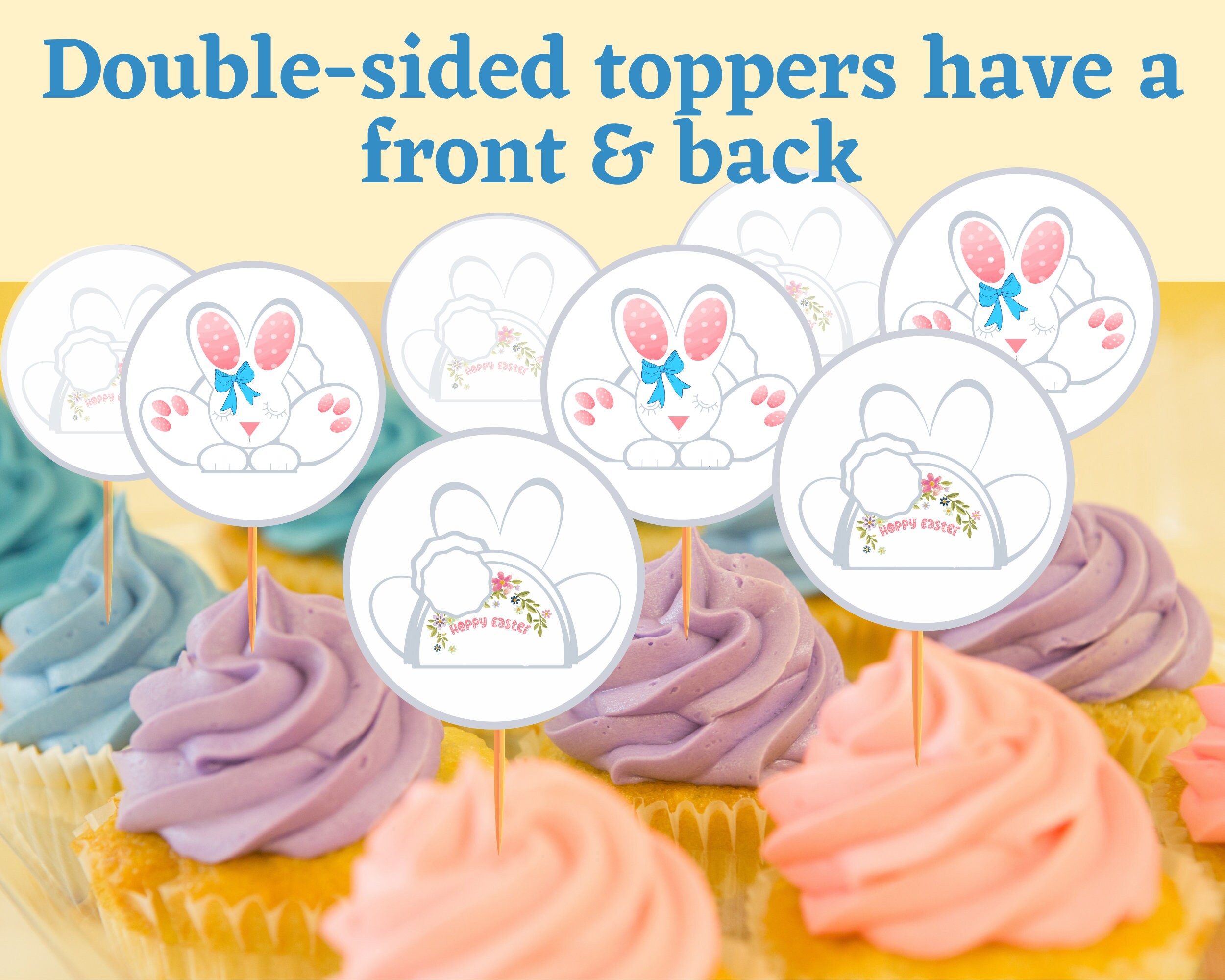 Printable Easter Bunny Cupcake Toppers Bunny Butt Easter Cupcake ...