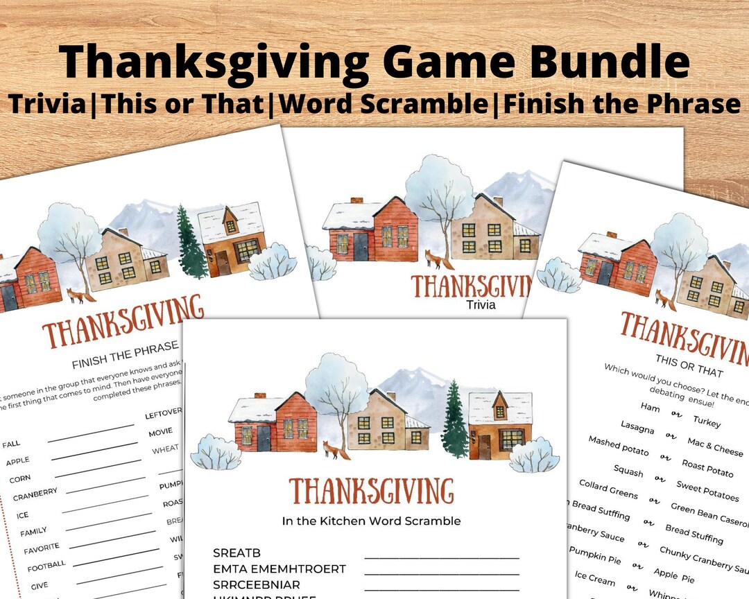 Thanksgiving Game Bundle; This or That; Thanksgiving Trivia; Word ...