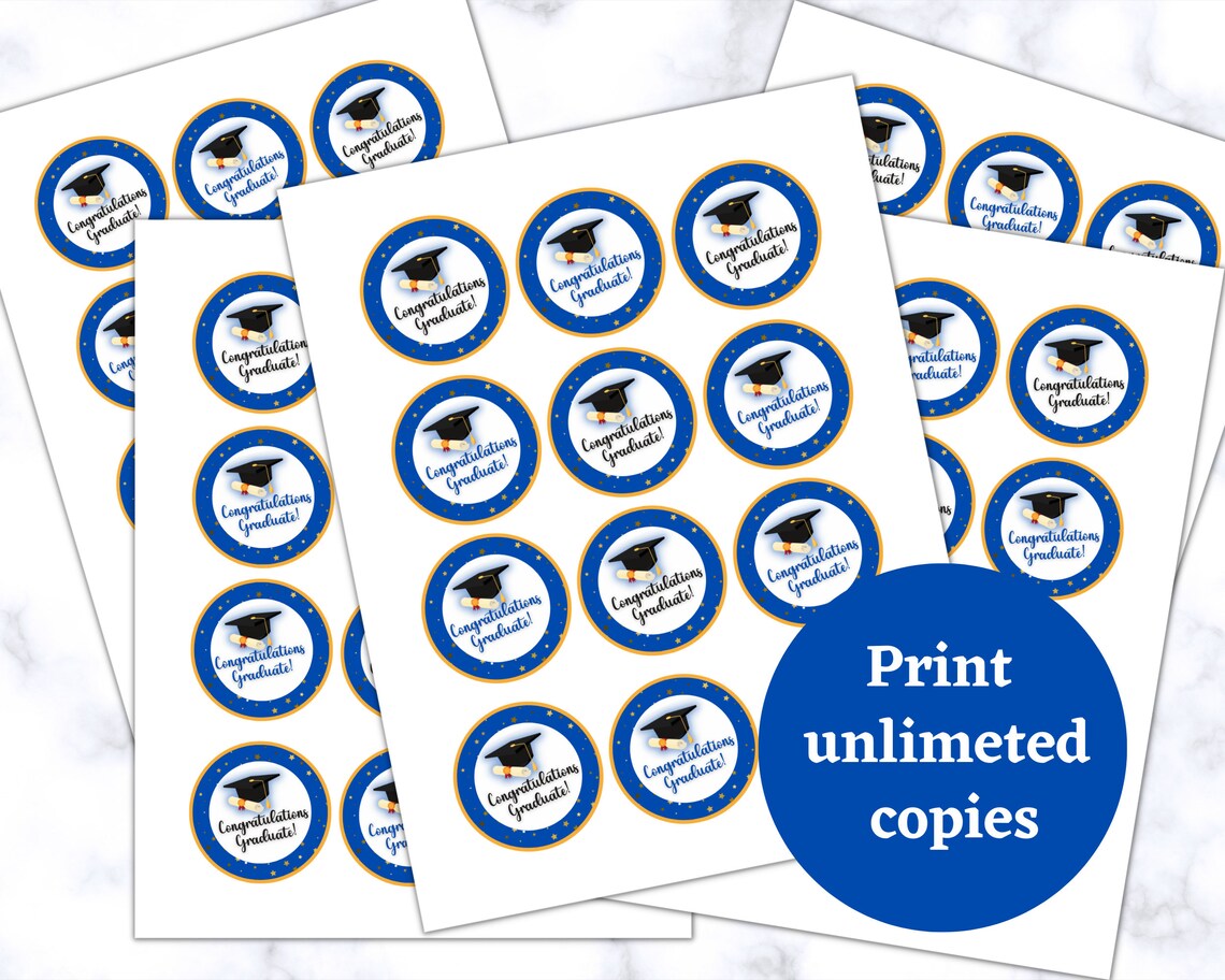 Printable Blue and Gold Graduation Cupcake Topper | DIY Graduation ...
