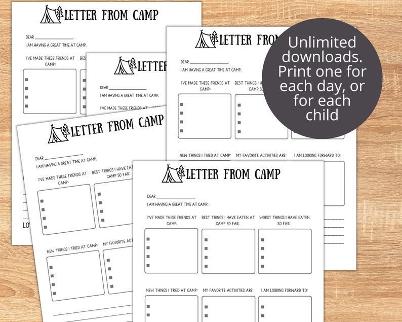 Printable Summer Camp Stationery, Letters From Camp, Fill in the Blank ...