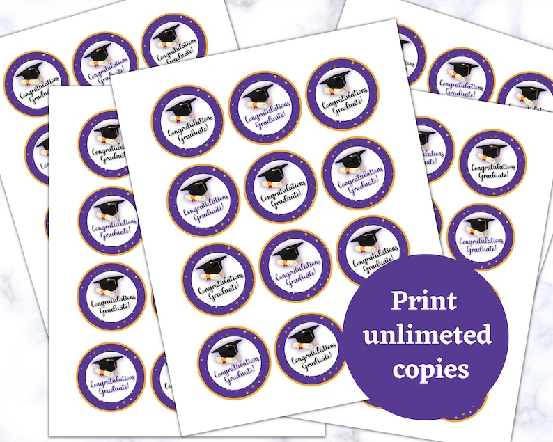 Printable Purple and Gold Graduation Cupcake Topper | DIY Graduation ...