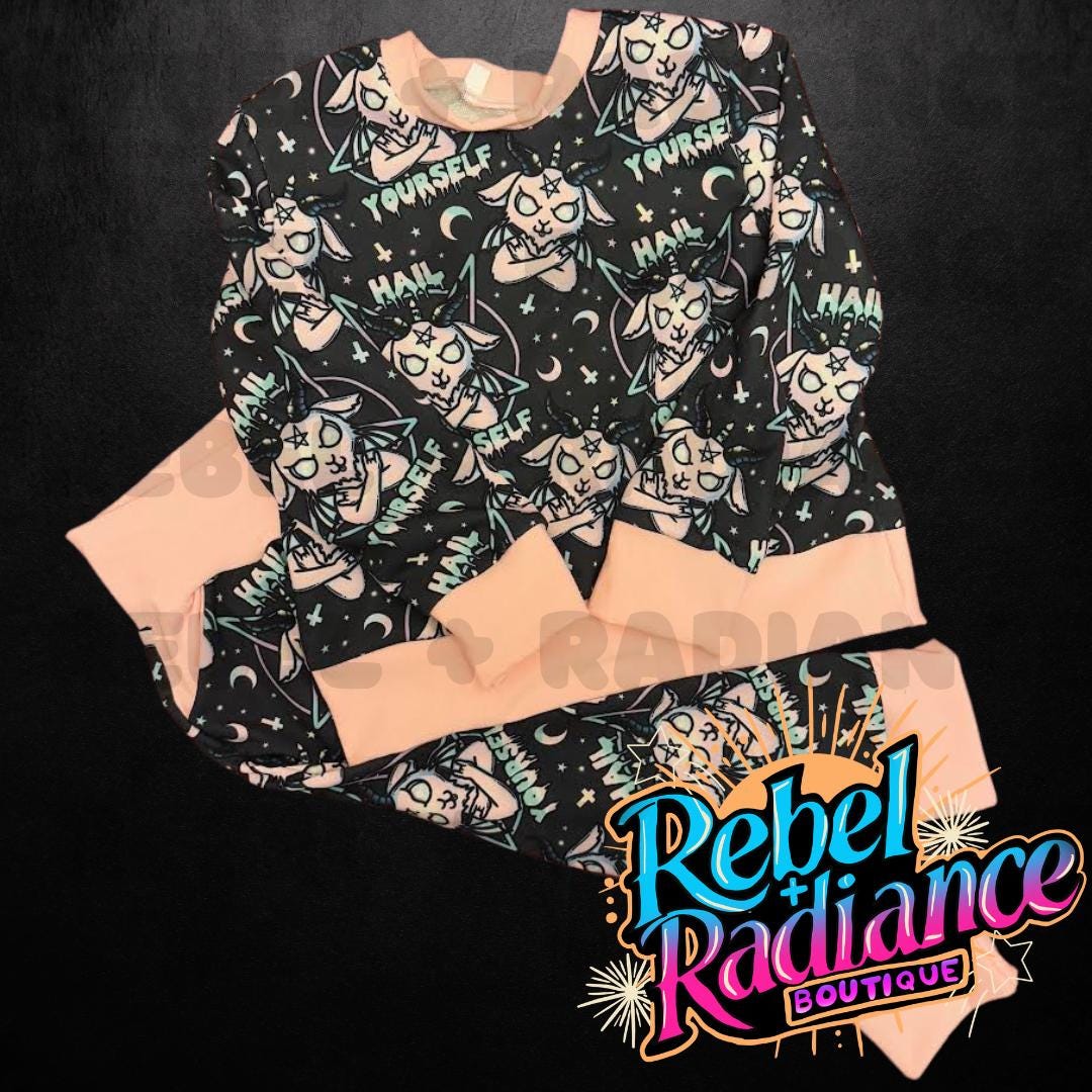 Hail Yourself Gothic Kids Outfit Pastel Goth Toddler Clothes Handmade ...