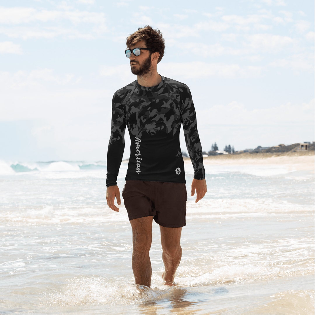 Cut Design Midnight Black Bare Men's Rash Guard - Etsy
