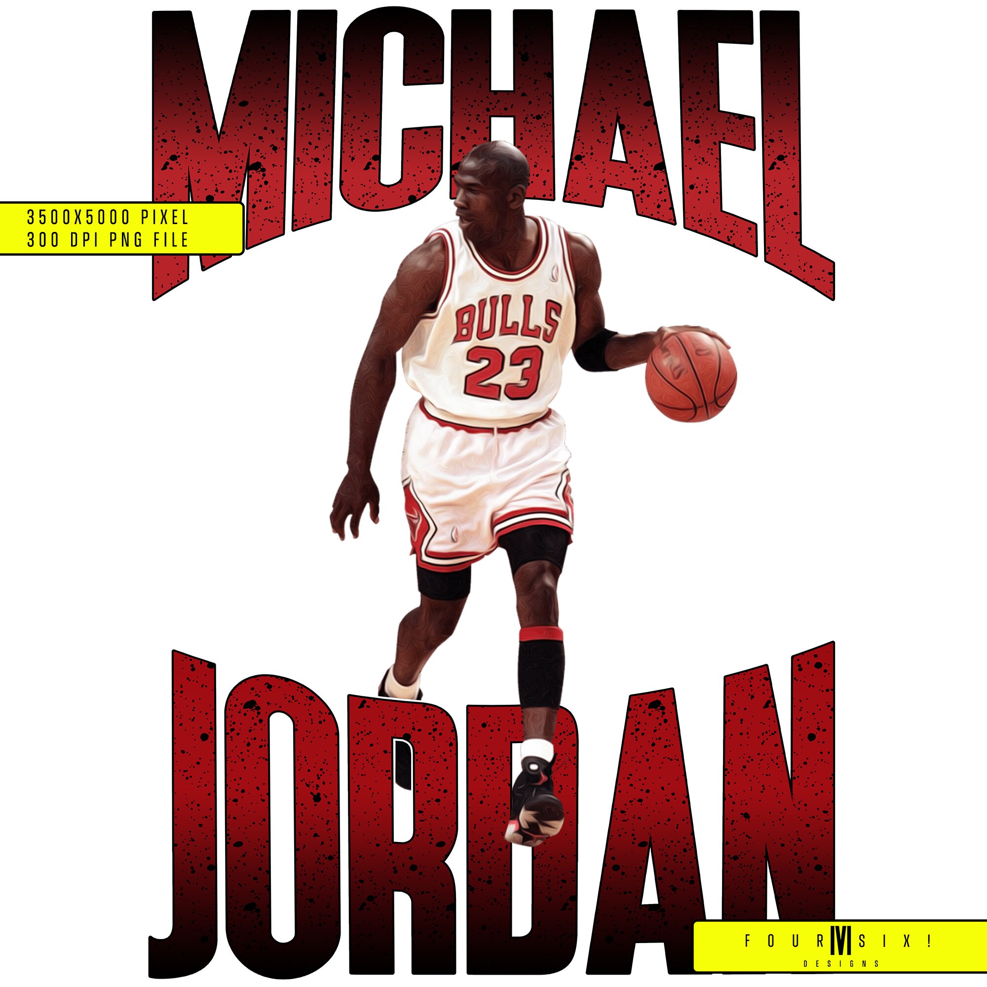 Michael Jordan 90s Bootleg T-shirt Design PNG Clear Background for DTF ...