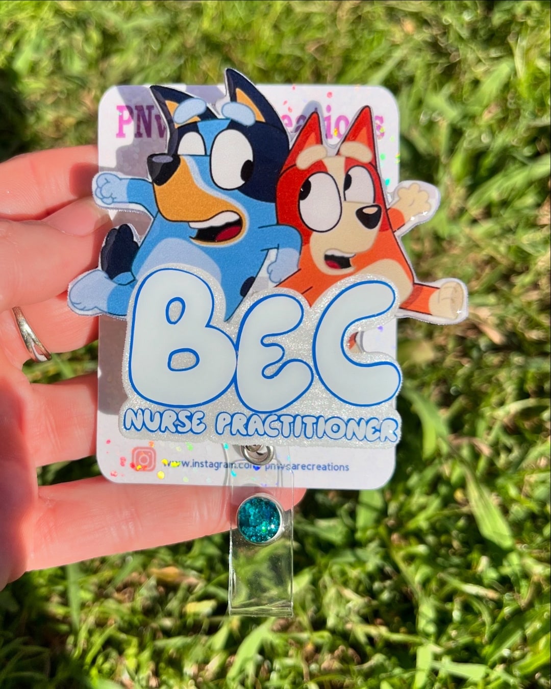 Bluey Badge Reel Custom Name, Bluey Style Writing, Badge Reel - Etsy ...