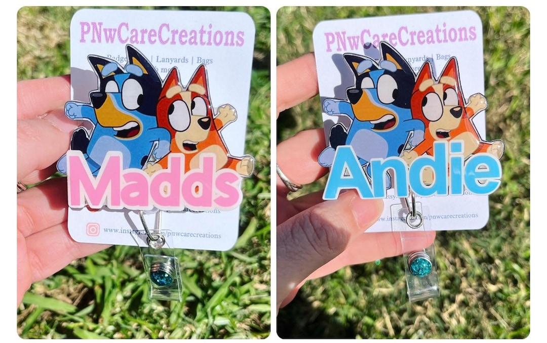 Bluey Badge Reel Custom Name, Custom Badge Reel - Etsy