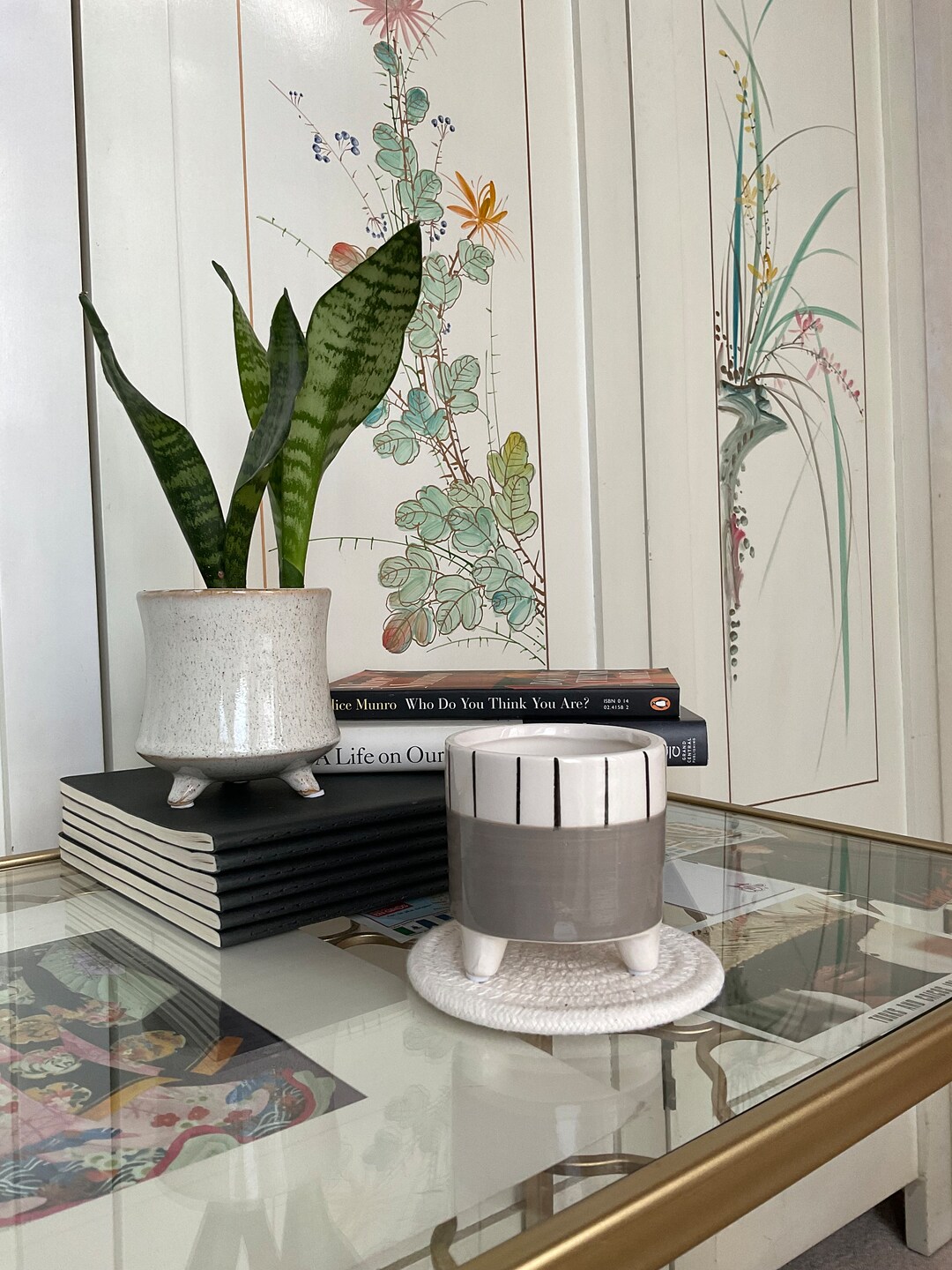 Footed Ceramic Planter | Modern Chic Succulent Pot | Neutral Home Decor ...