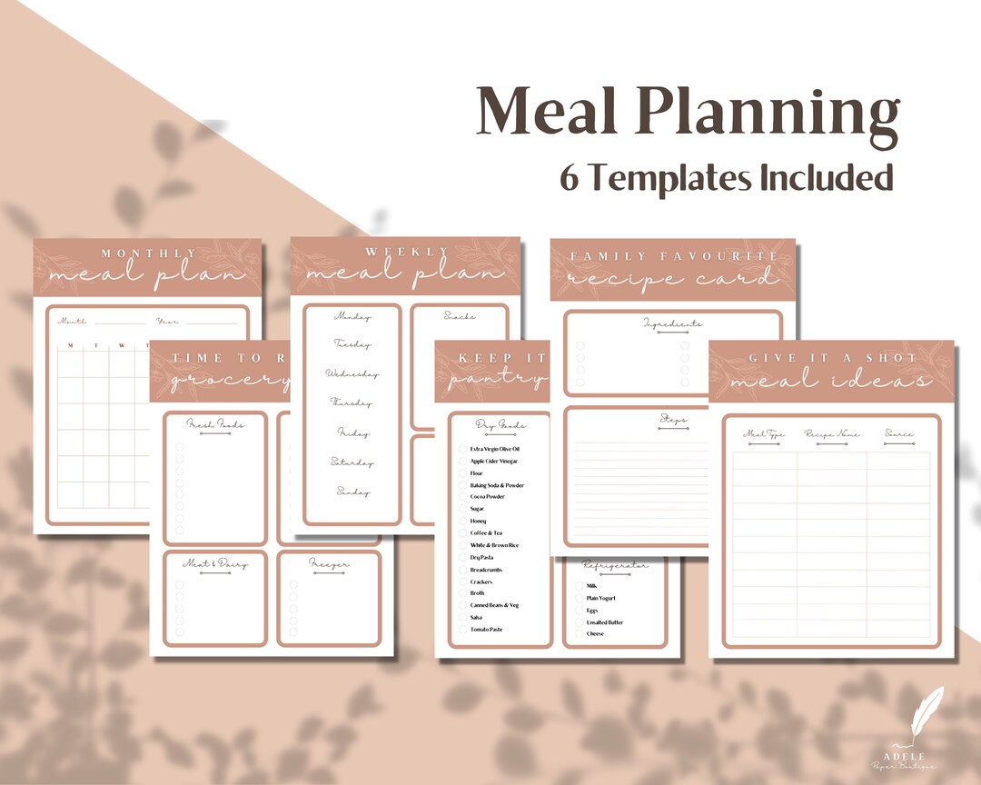 Printable Meal Planning Templates - Etsy