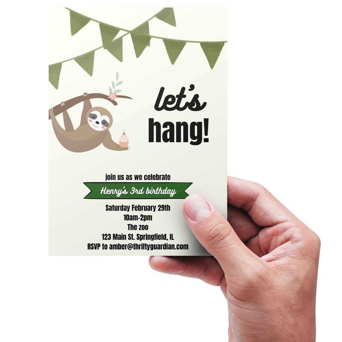 Sloth Birthday Party Invitation Template - Sloth Party - Sloth Invites ...