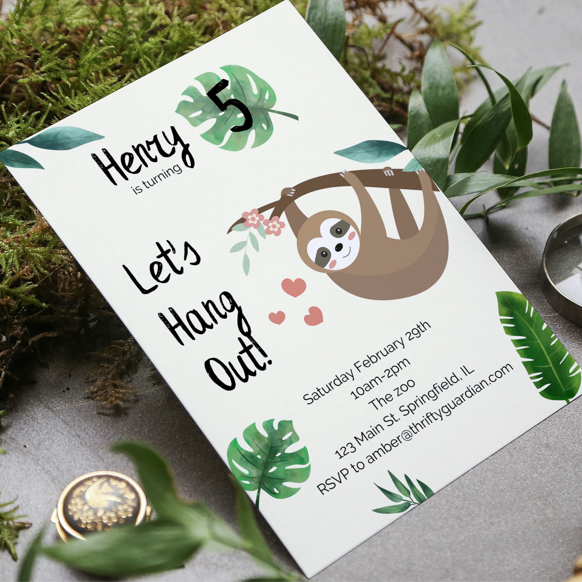 Sloth Birthday Party Invitation Template - Sloth Party - Sloth Invites ...