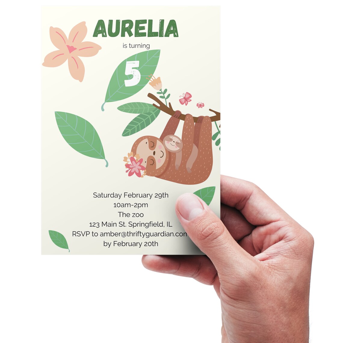 Sloth Birthday Party Invitation Template - Sloth Party - Sloth Invites ...