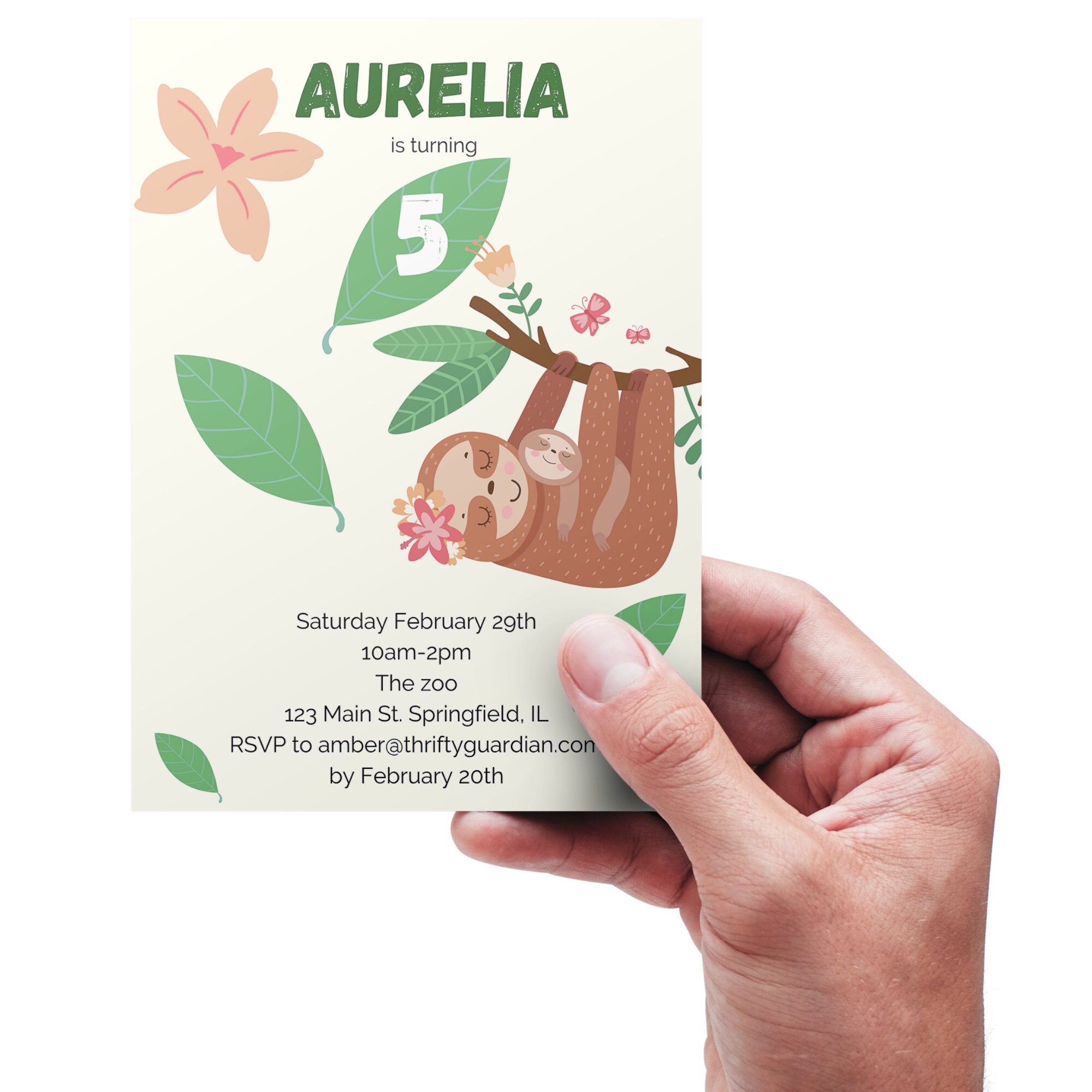 Sloth Birthday Party Invitation Template - Sloth Party - Sloth Invites ...