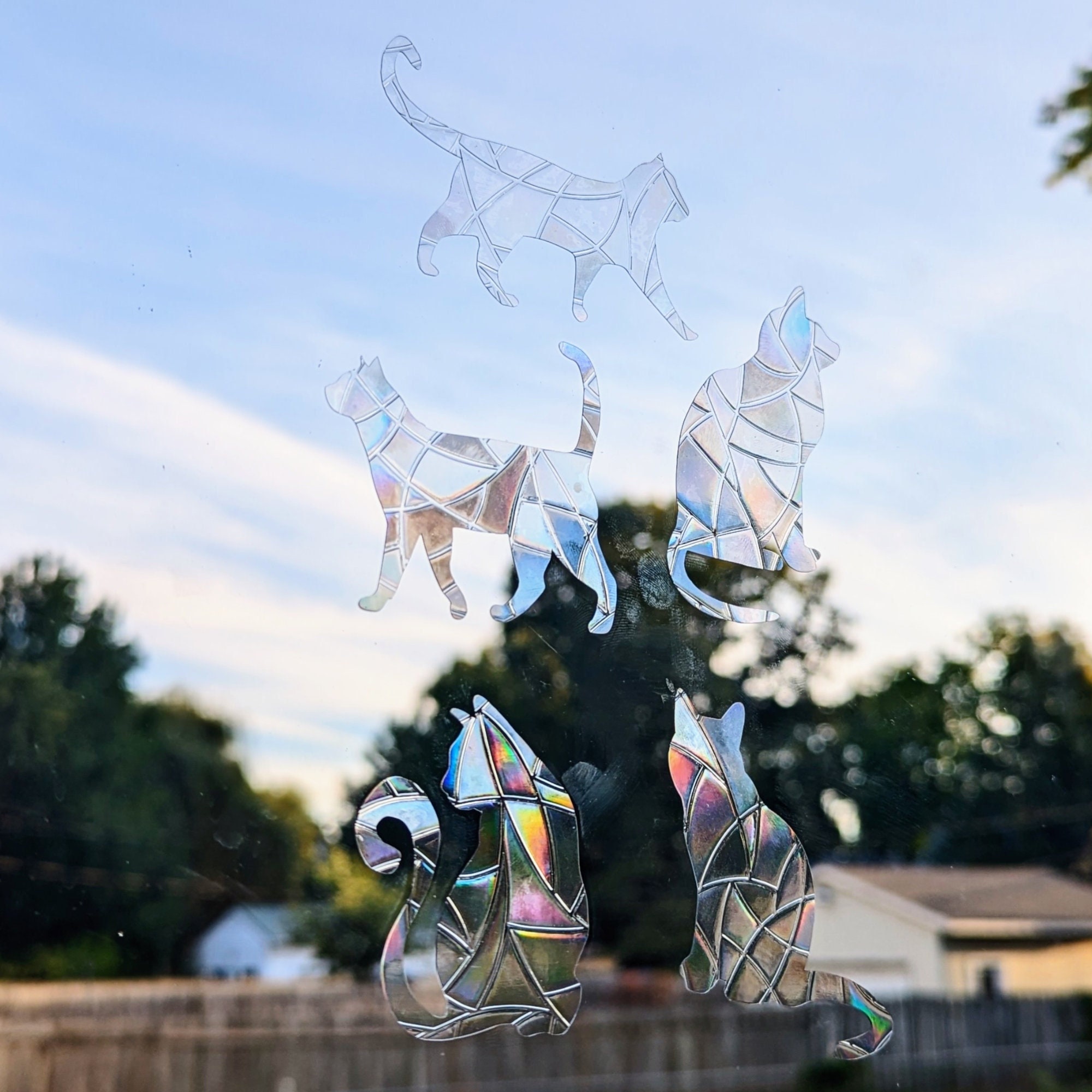 Cat Rainbow Window Clings Rainbow Window Prism Removeable Decals Static ...