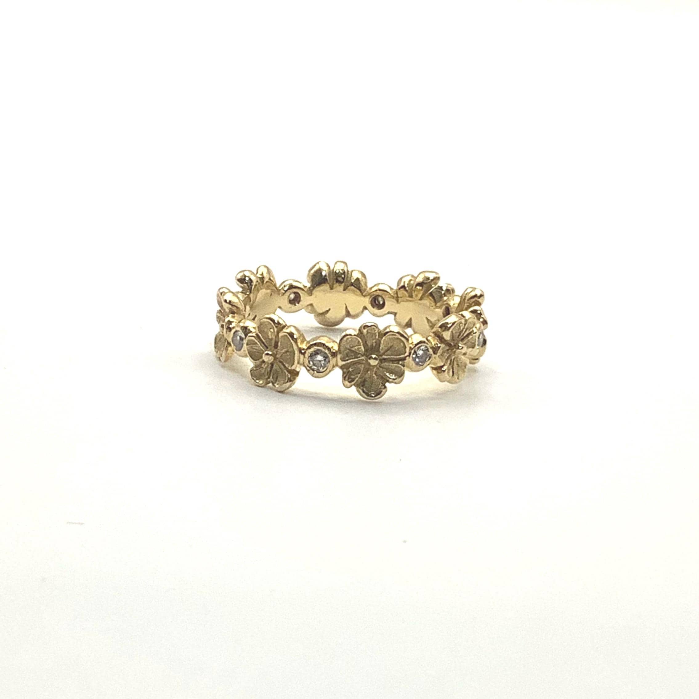 Vintage 18 Karat Yellow Gold Diamond Eternity Ring - Appraised - Daisy ...