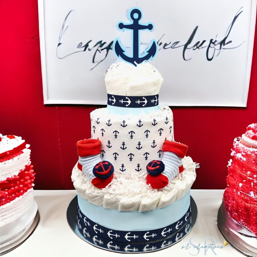 Diaper Cake Gender Neutral, Boat Diaper Cakes, Nautical Baby Shower ...