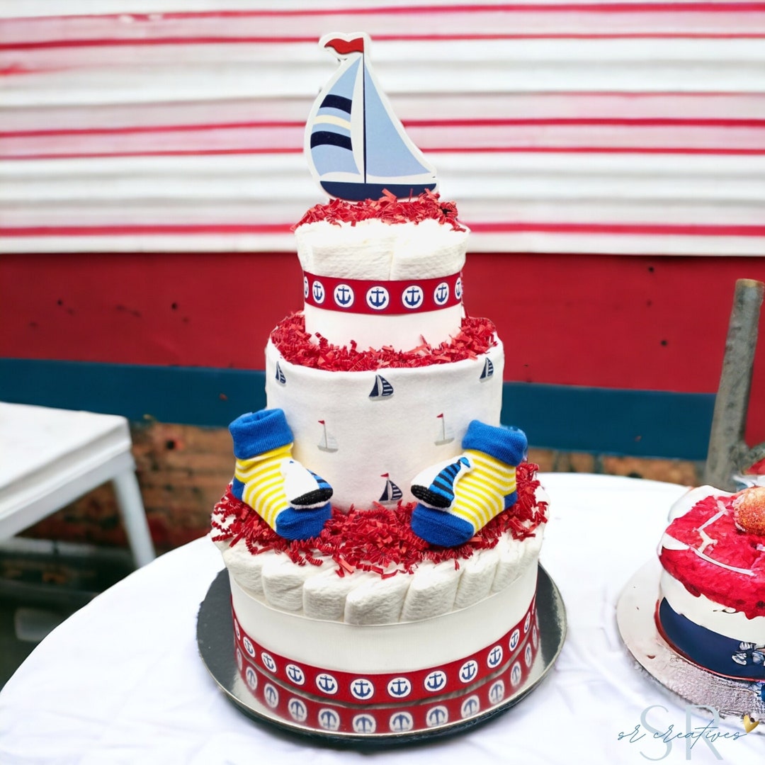 Diaper Cake Gender Neutral, Boat Diaper Cakes, Nautical Baby Shower ...