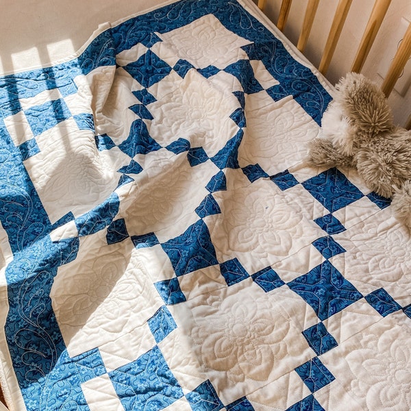 Blue and White Quilt - Etsy
