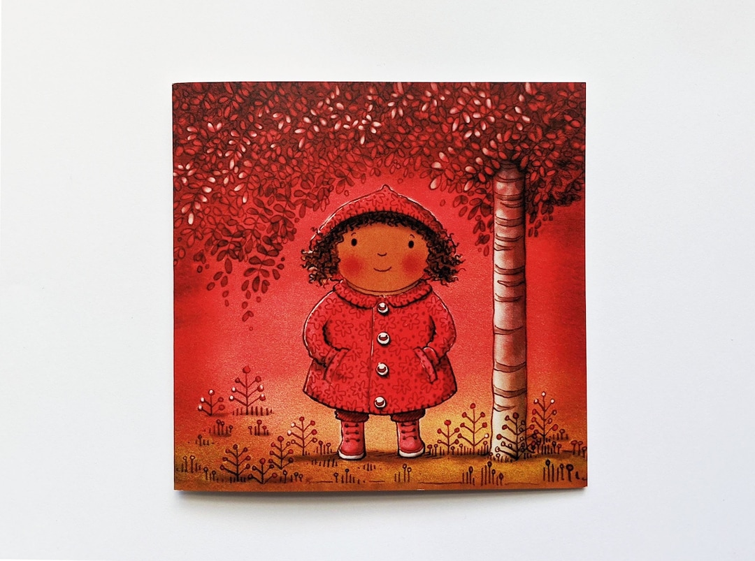 Little Red Riding Hood. Illustrated Greetings Card. Small Square 10cm X ...