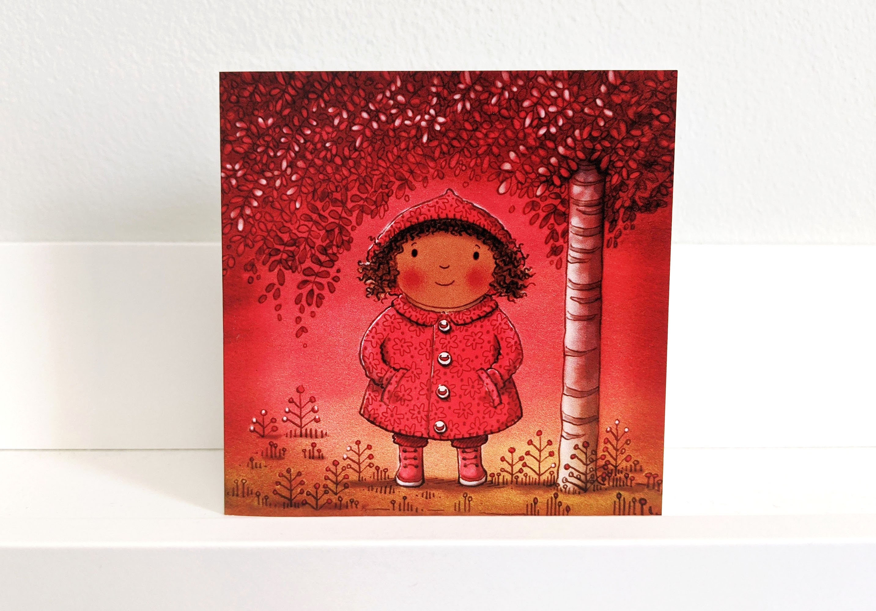 Little Red Riding Hood. Illustrated Greetings Card. Small Square 10cm X ...