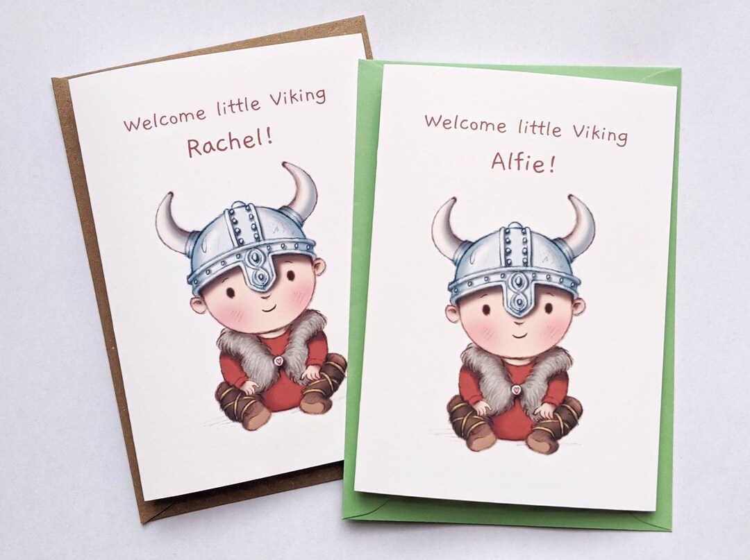 Personalised Baby Viking Birth Card. A6 Illustrated Card - Etsy