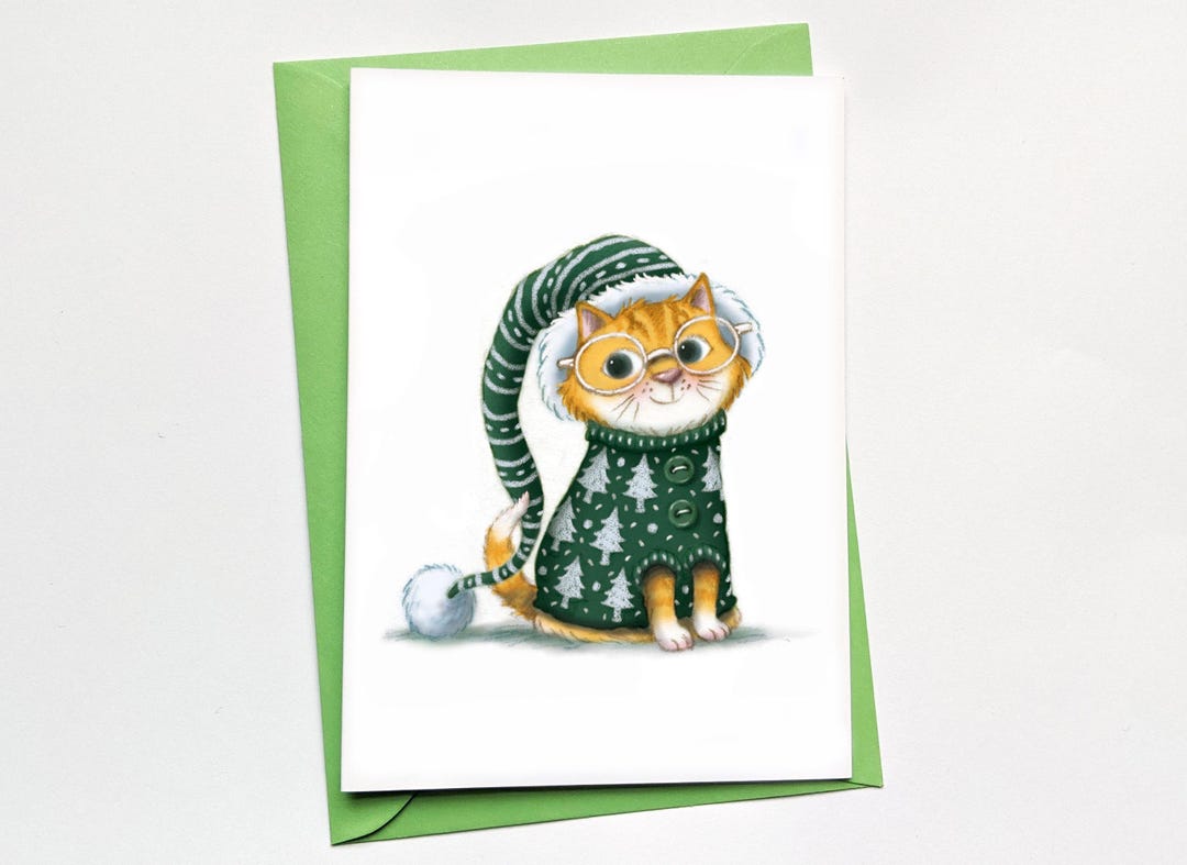 Ginger Cat Christmas Card. Single Card or Packs of 2, 4 or 8. Ginger ...
