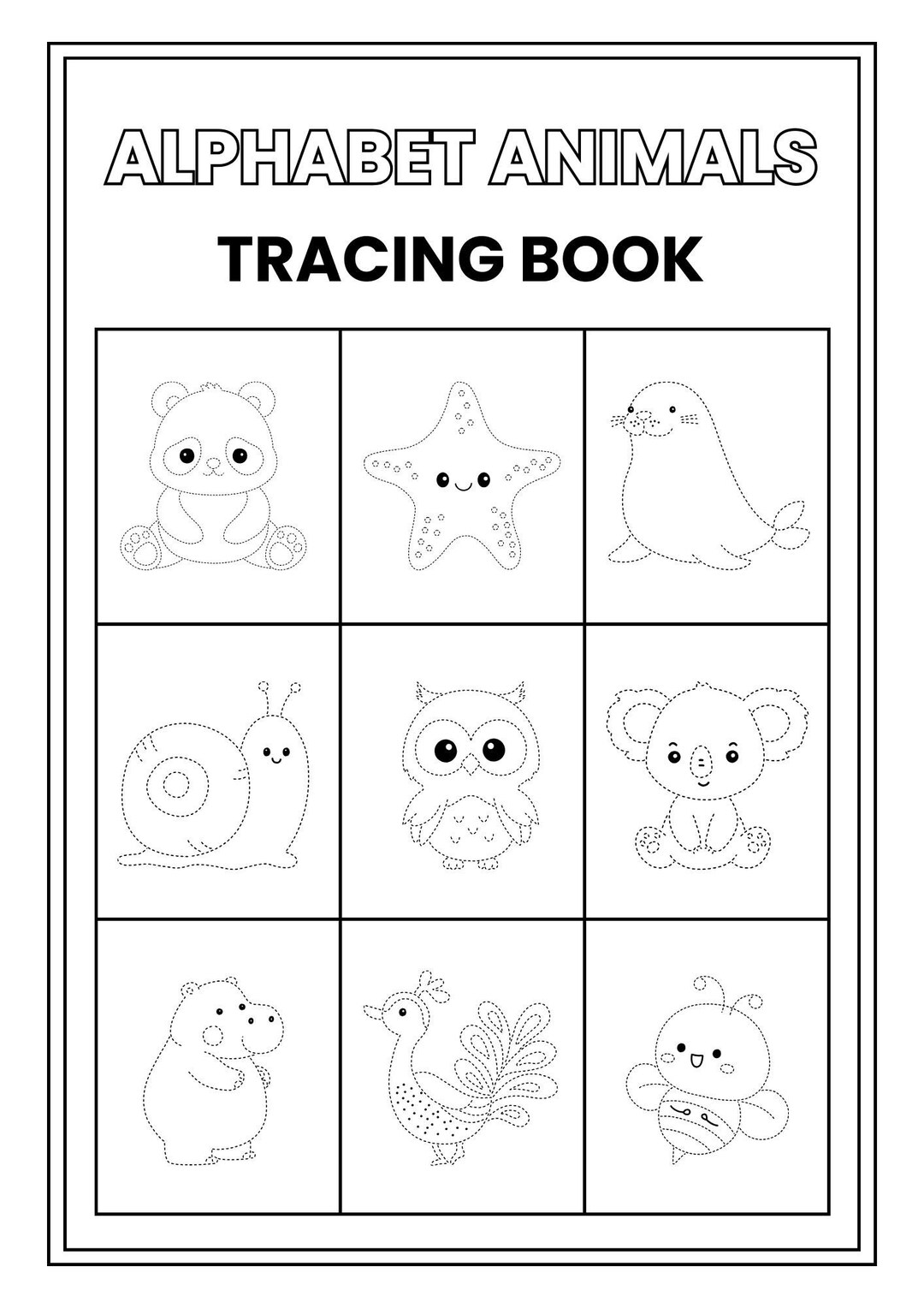 ABC Tracing Workbook Printable, Cute Kids Learning Sheets Instant ...