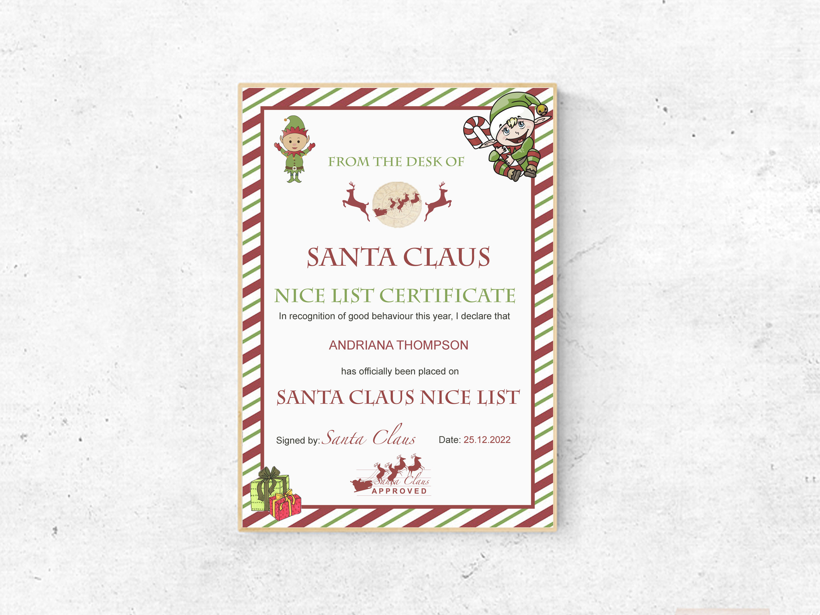 Official Letter From Santa Claus Nice List Certificate Bundle ...