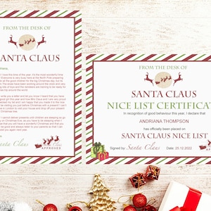 Official Letter From Santa Claus Nice List Certificate Bundle ...