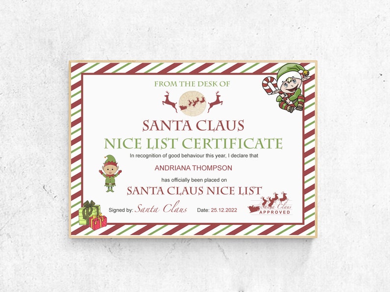 Official Letter From Santa Claus Nice List Certificate Bundle ...