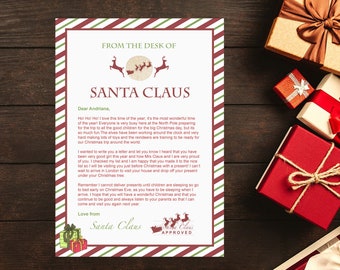 EDITABLE Official Letter From Santa Claus From Desk Christmas Eve Elves ...