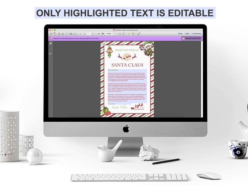EDITABLE Official Letter From Santa Claus From Desk Christmas Eve Elves ...