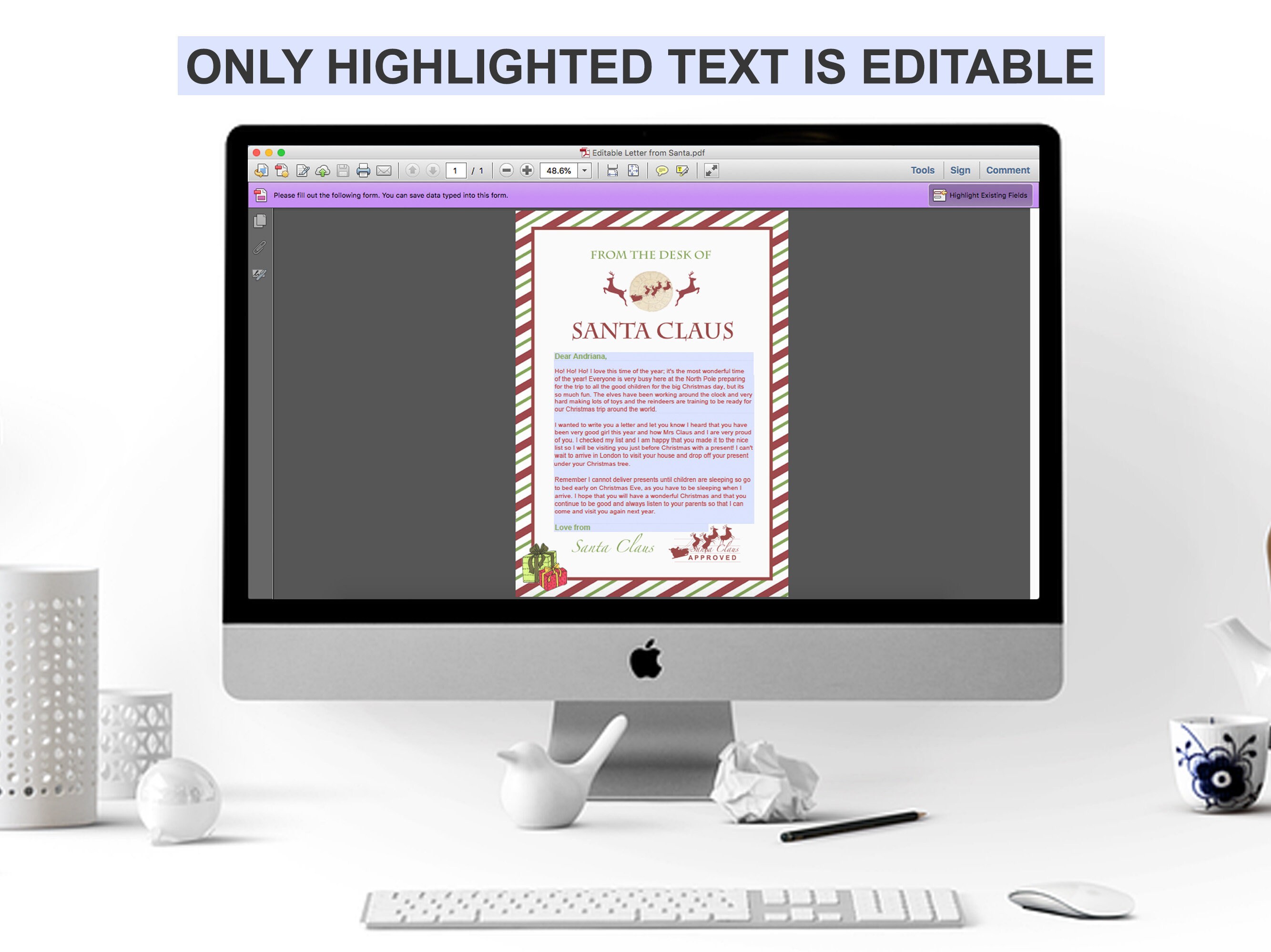 Editable Letter From Santa, North Pole, Christmas Eve (printable PDF ...