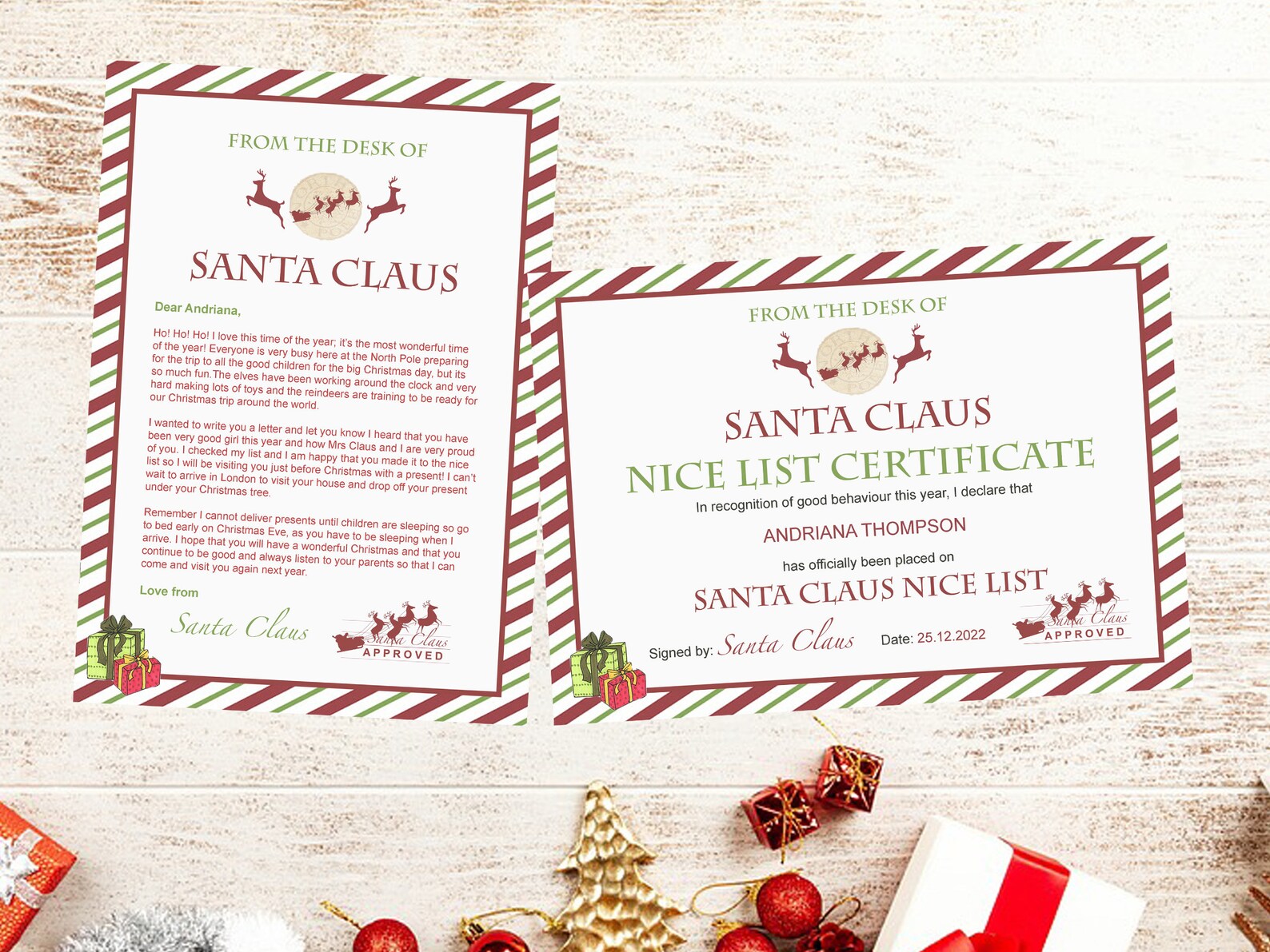 Official Letter From Santa Claus Nice List Certificate Bundle ...