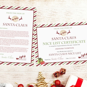 Official Letter From Santa Claus Nice List Certificate Bundle ...