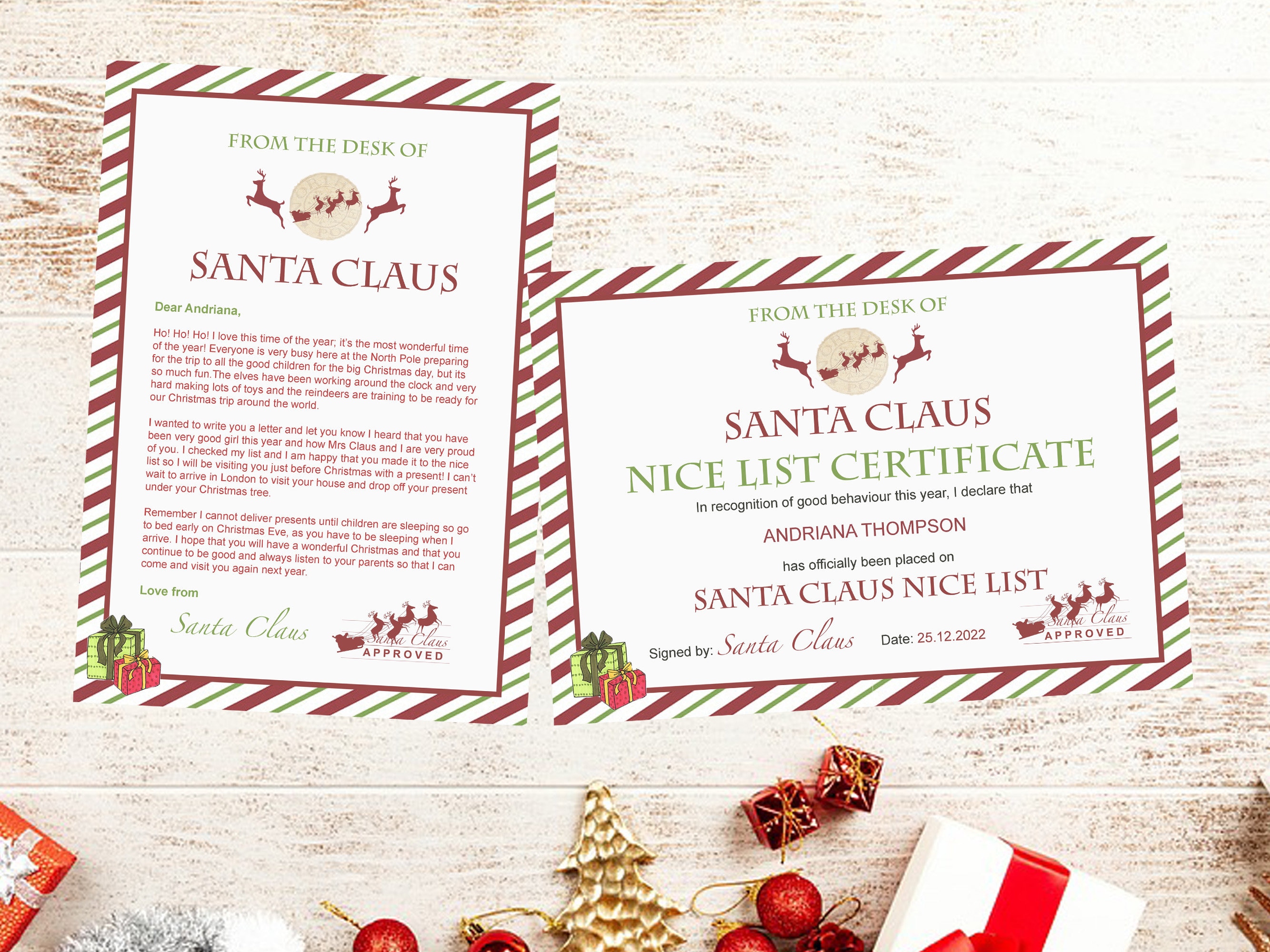 Official Letter From Santa Claus Nice List Certificate Bundle ...