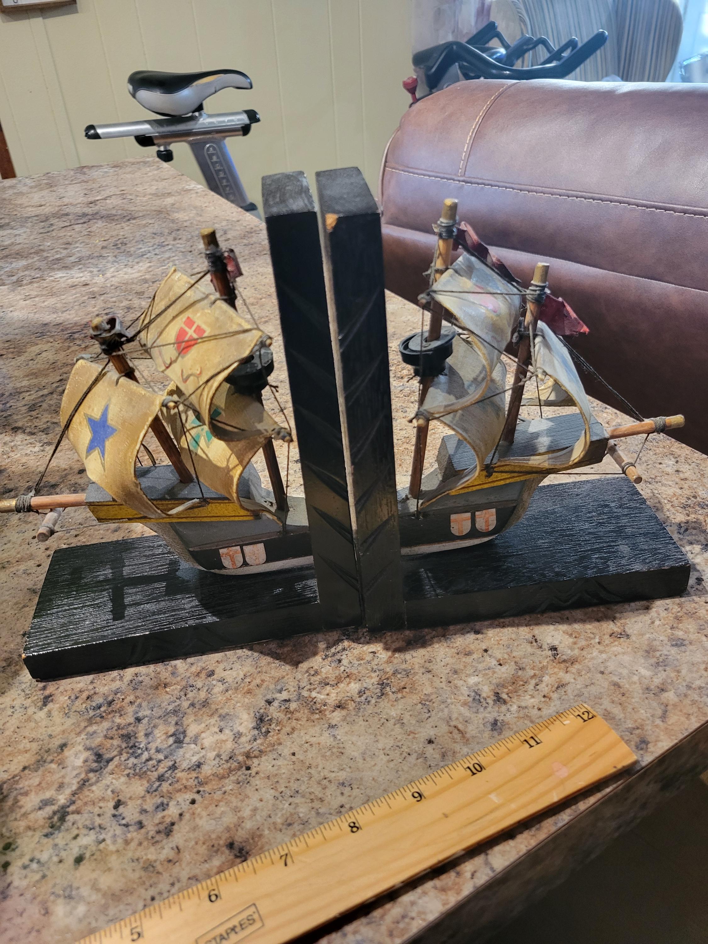 Vintage Ship Wooden Bookends the Great Explorers Series Christopher ...