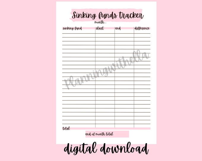 Sinking Funds Tracker Printable Digital Download Cash Budget Sinking ...
