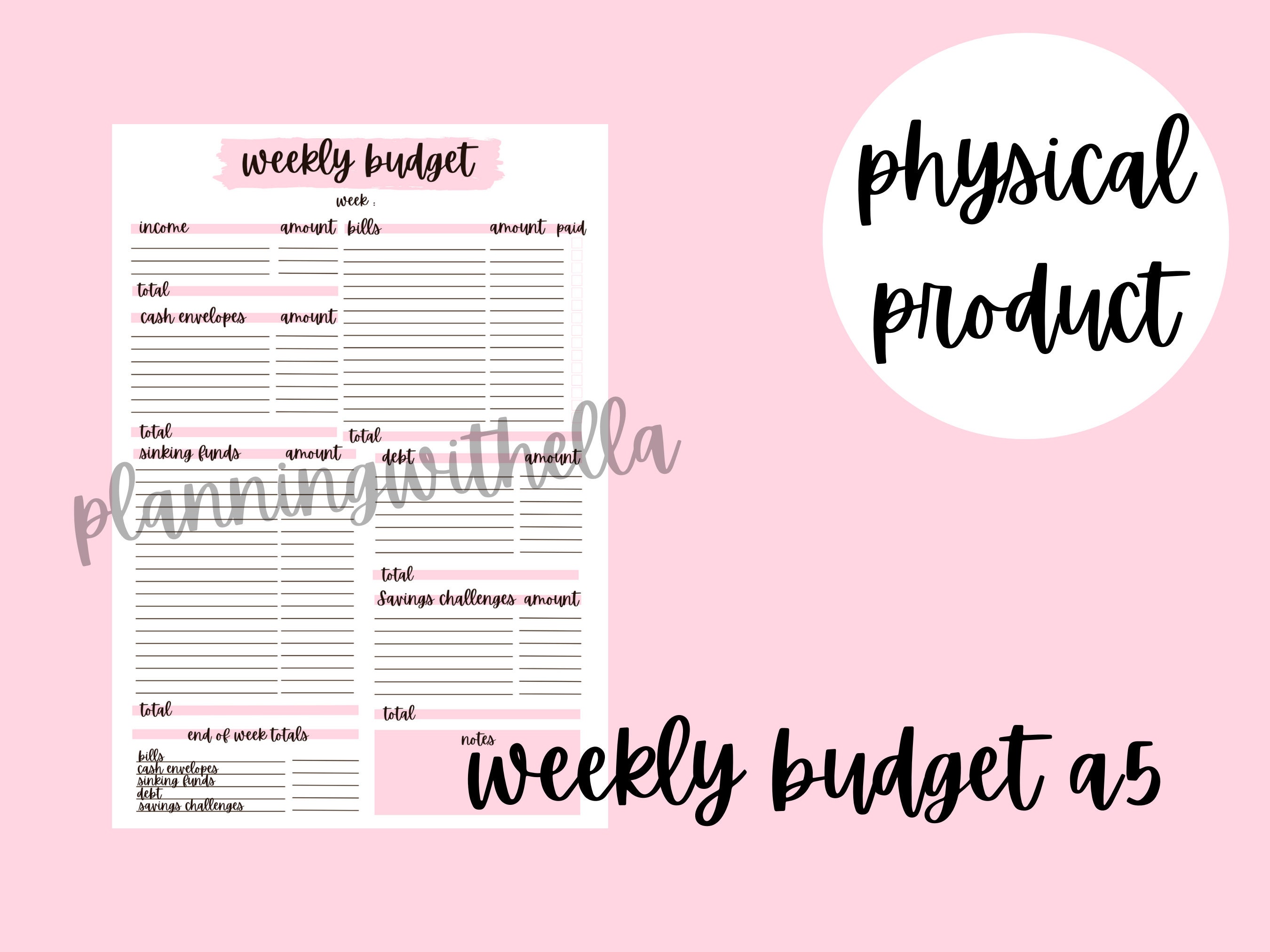 Weekly Budget Printable Digital Download Cash Budget Sinking Funds and ...