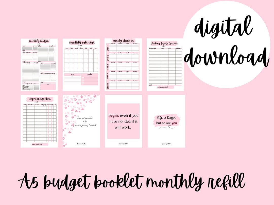 A5 Budget Booklet Digital Download Cash Budget Sinking Funds and Cash ...