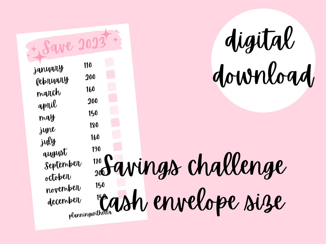 Save 2023 Savings Challenge Printable Digital Download Cash Envelope ...