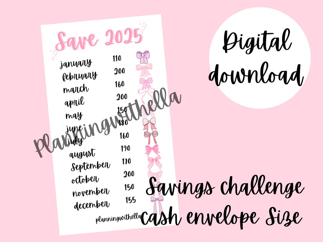 2025 Savings Challenge Printable Digital Download Save 2025 Savings ...