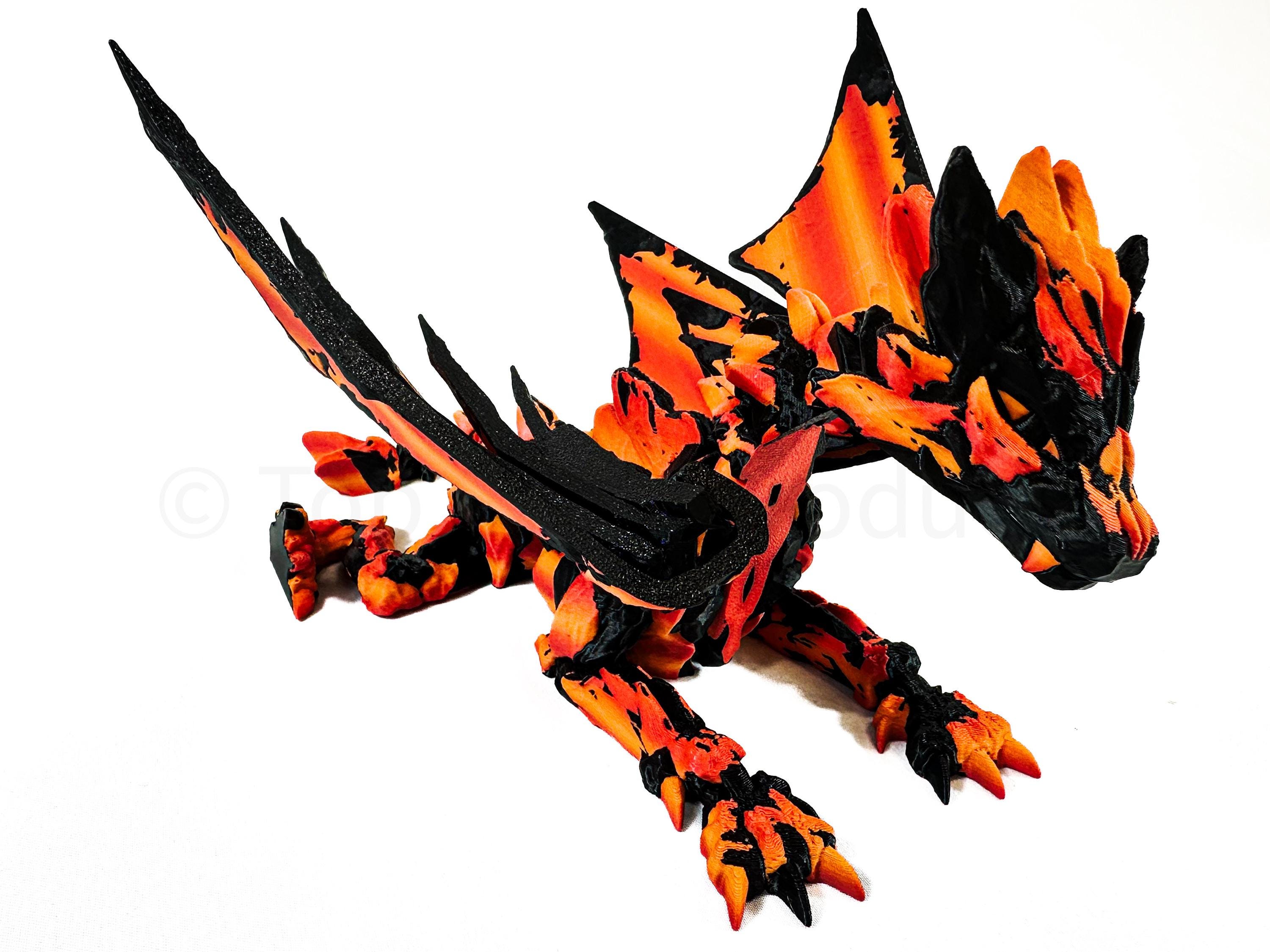 3D Printed Articulated Elemental Stone Dragon – Fire & Ice Variants ...