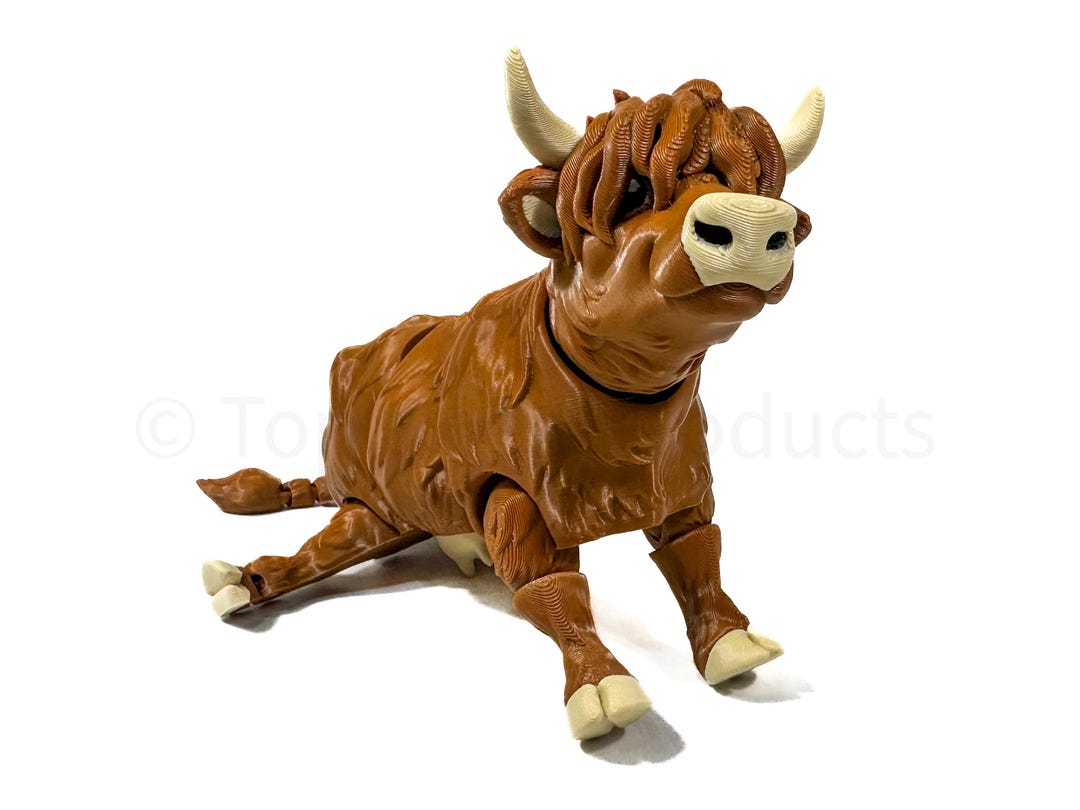 Highland Cow Articulated Toy | 3D Printed Cow | Cute Fidget Bull | Farm ...