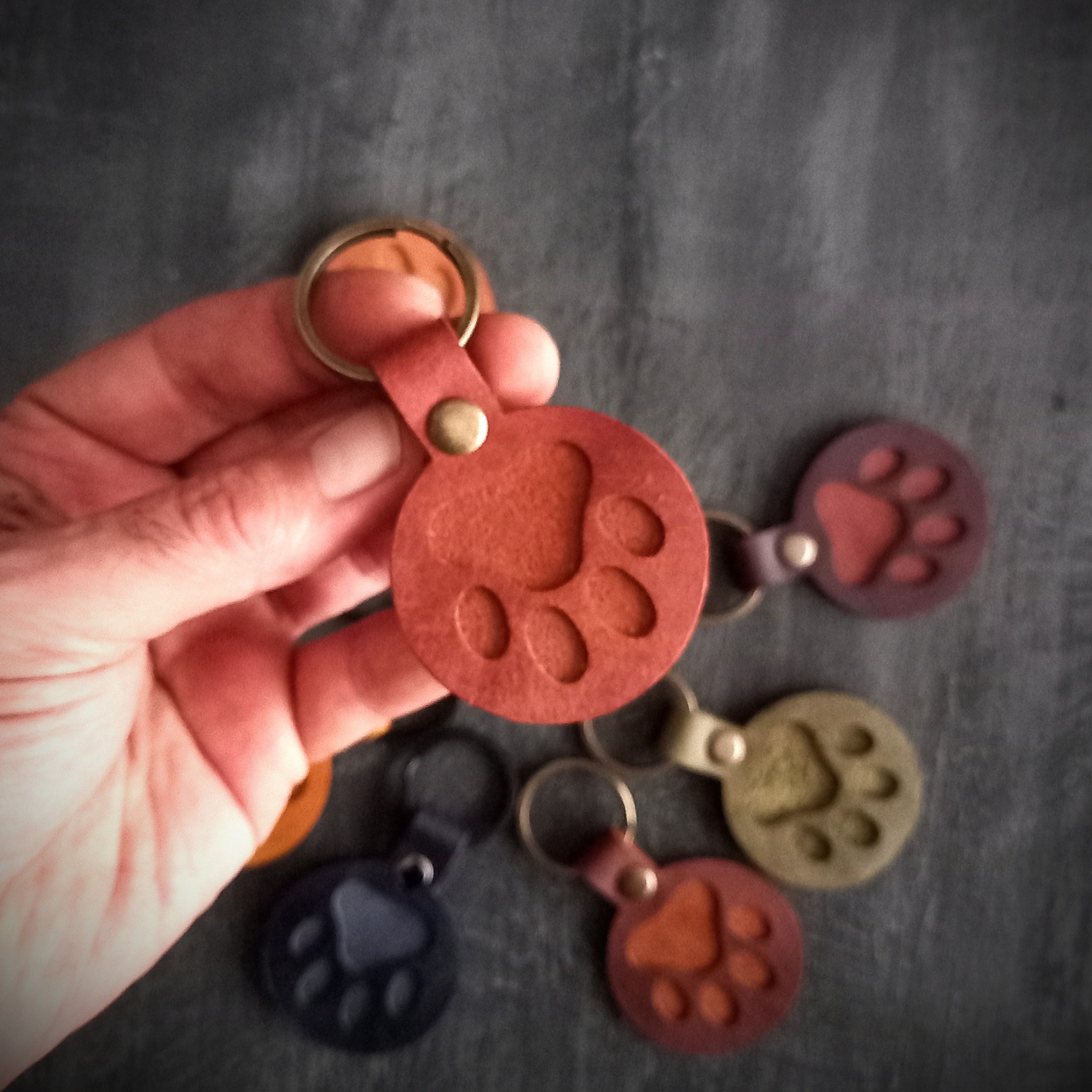 Leather Paw Keychain, Free Laser Engraving Personalization Leather Paw ...