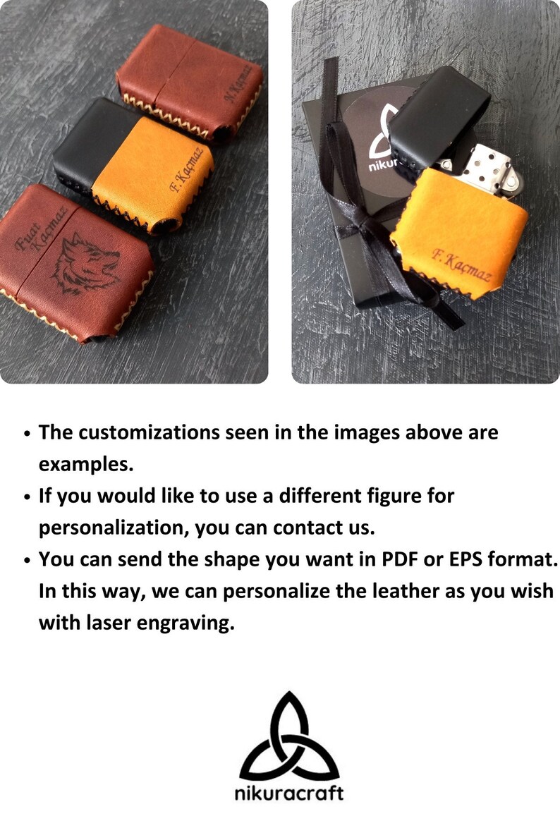 Personalized Leather Ax Zippo Cover Free Laser Engraved , Custom Zippo ...