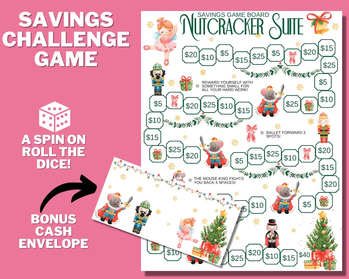 Christmas Holiday Board Game PRINTABLE Roll the Dice Cash - Etsy