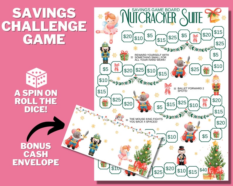 Christmas Holiday Board Game PRINTABLE, Roll the Dice, Cash Envelope ...