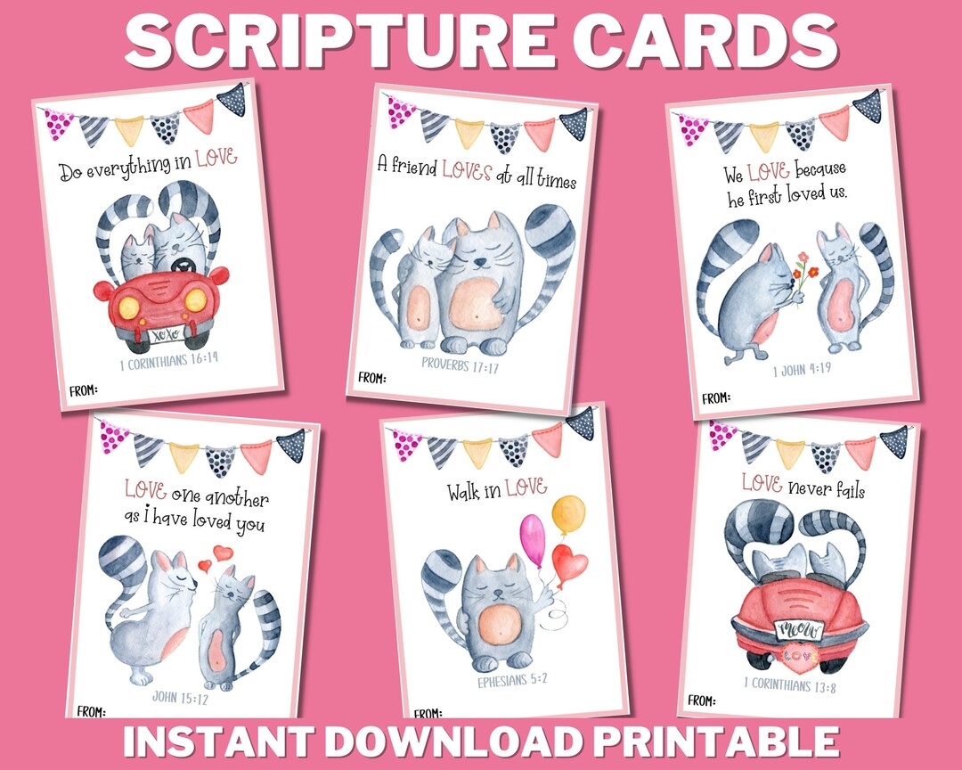 Bible Verse Valentine Cards Printable/valentines Scripture Cards ...